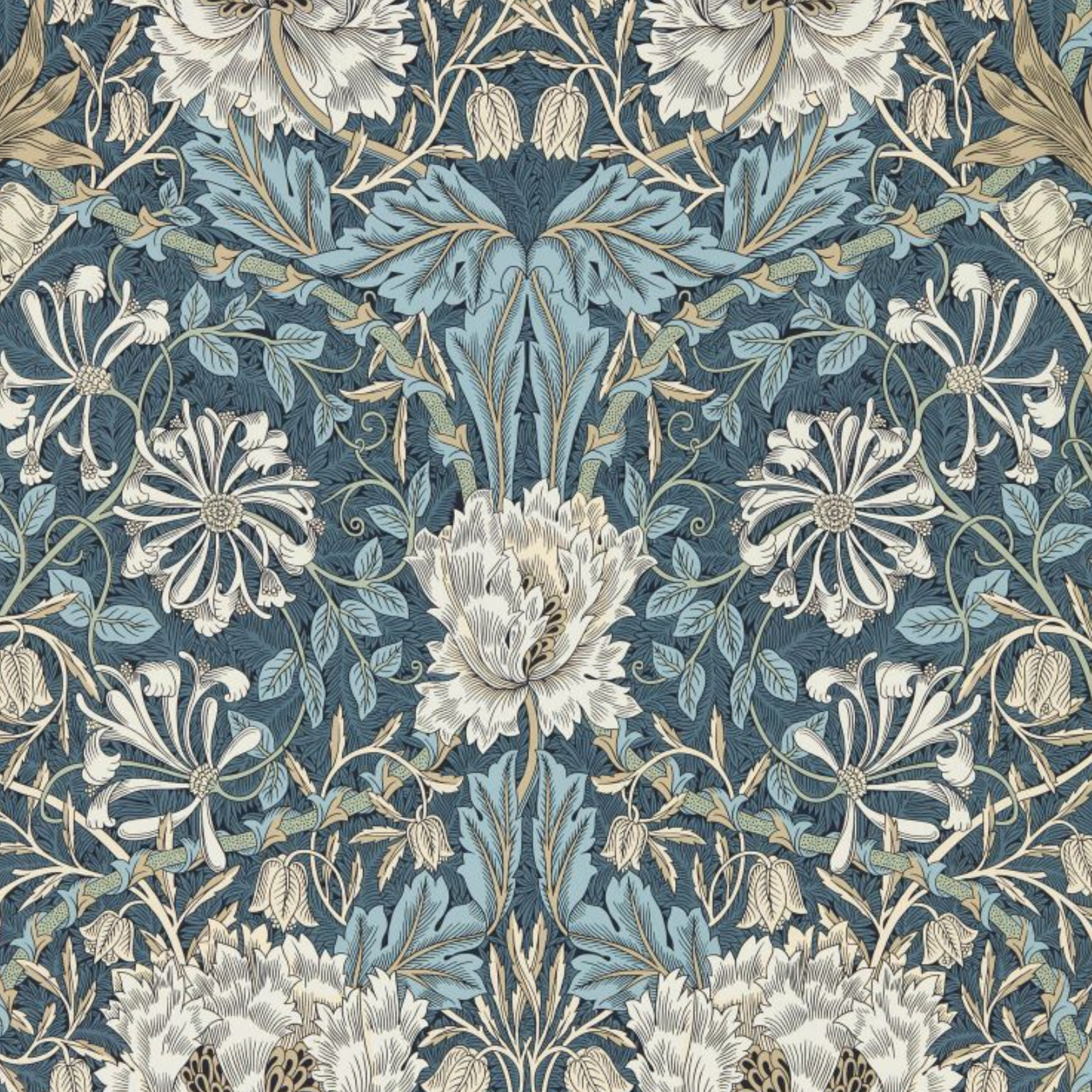 Carta da parati “Honeysuckle & Tulip” blu, catalogo Morris & Friends a ...